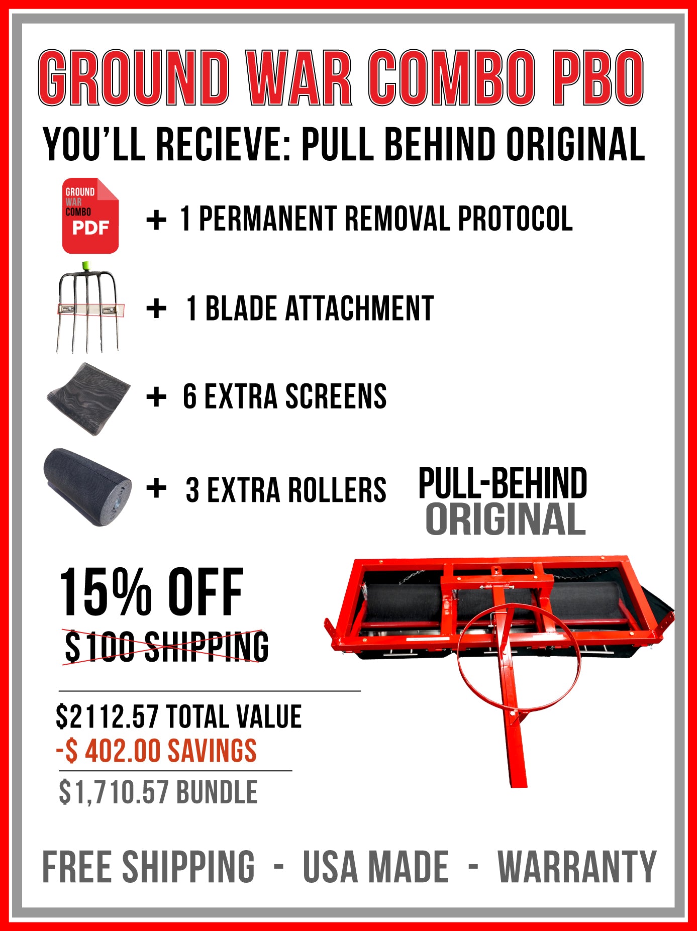 Ground War Combo PBb - PULL BEHIND BIGFOOT – Sticker Burr Roller